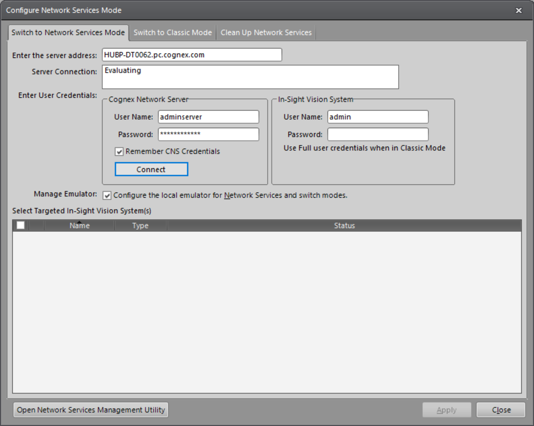 Configuring Network Services in In-Sight Explorer