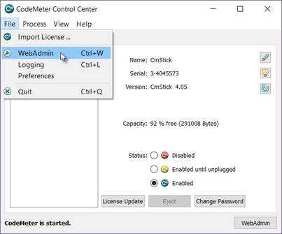 Configuring Codemeter Webadmin On The Client