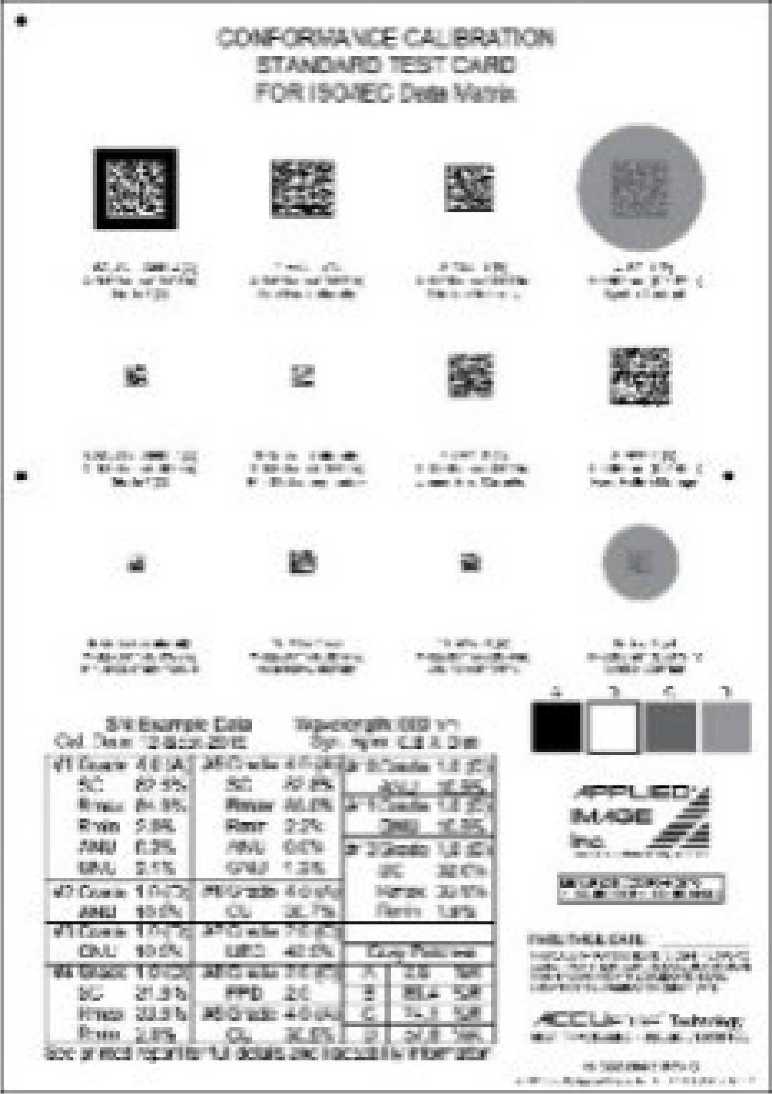 Calibration Cards
