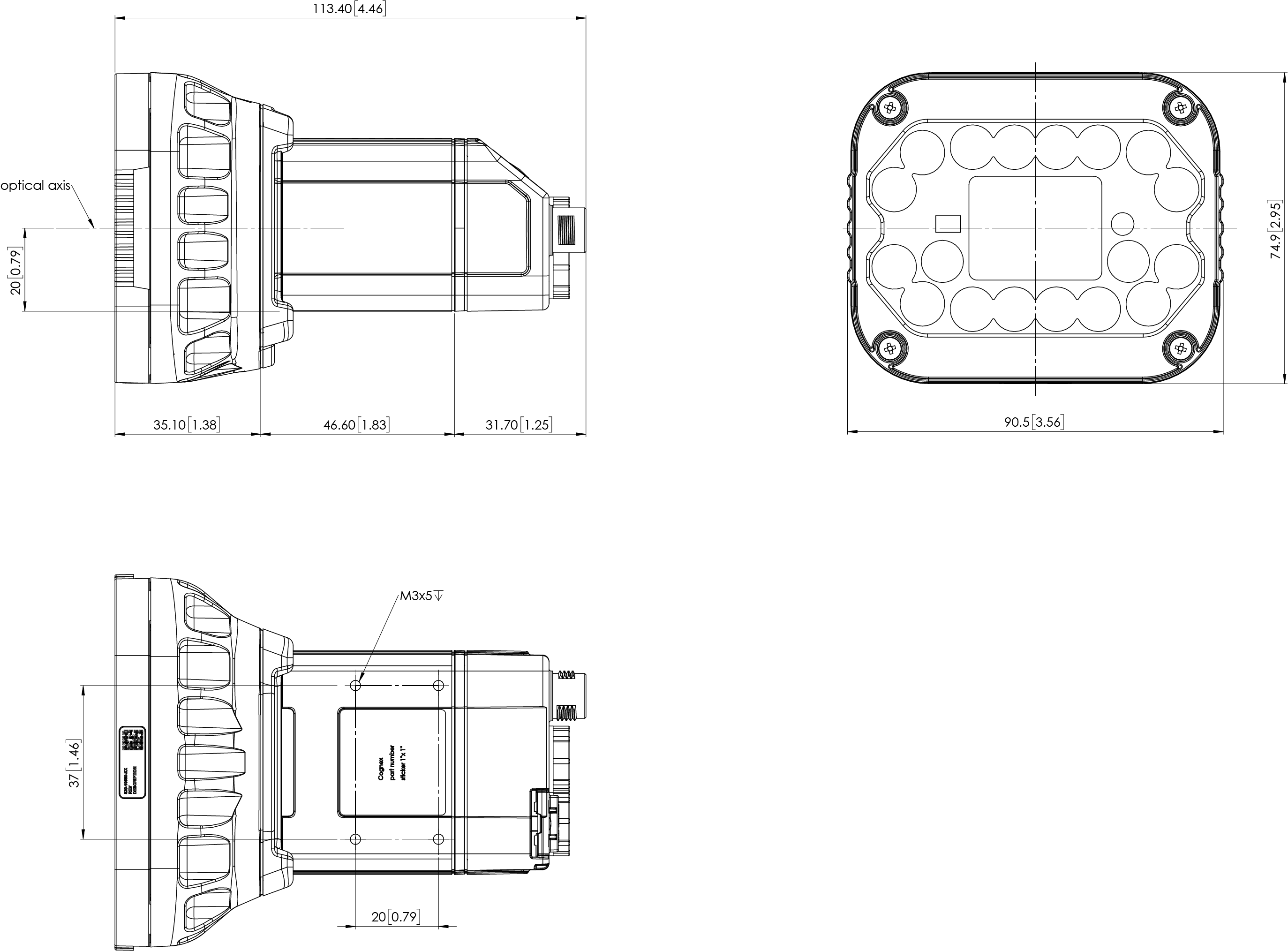 DataMan 370 Series Reader Dimensions