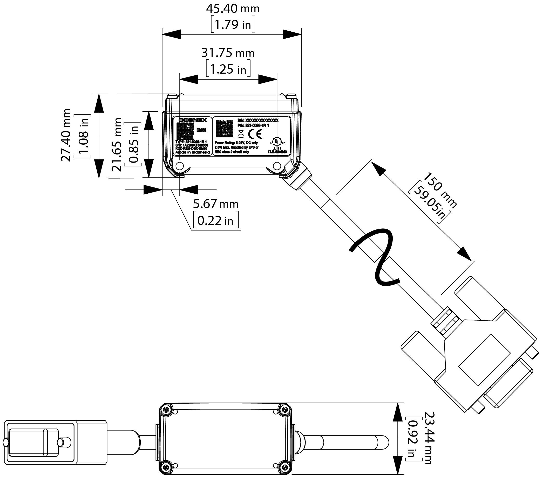 DataMan 50 Reader Dimensions