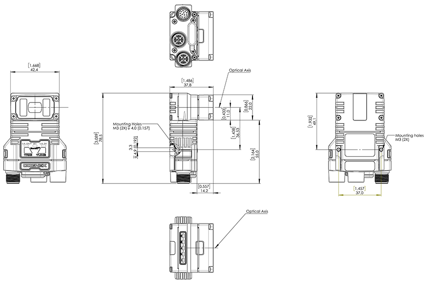 DataMan 280 EtherCAT with L-shaped extension, equipped with 6.2 mm Lens