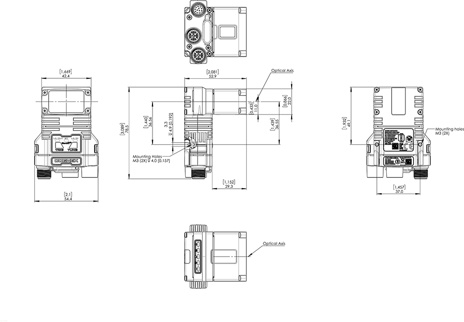 DataMan 280 EtherCAT with L-shaped extension, equipped with 16 mm Lens
