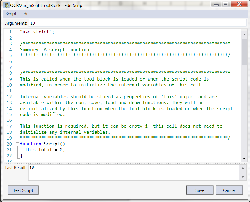 Edit Script Dialog