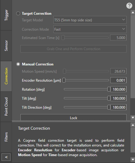 3D-L4000 Series Vision System Wizard – Correction Settings