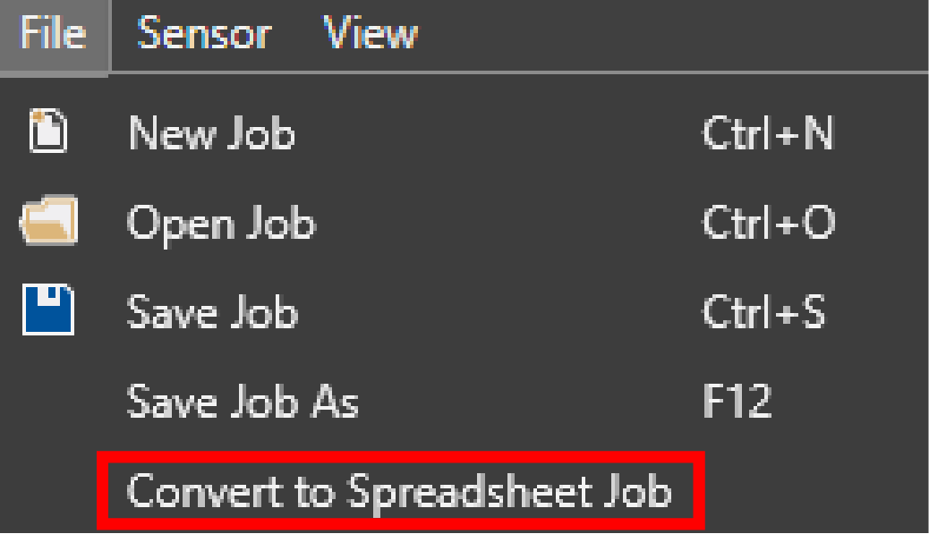 Converting an EasyBuilder Job to a Spreadsheet Job