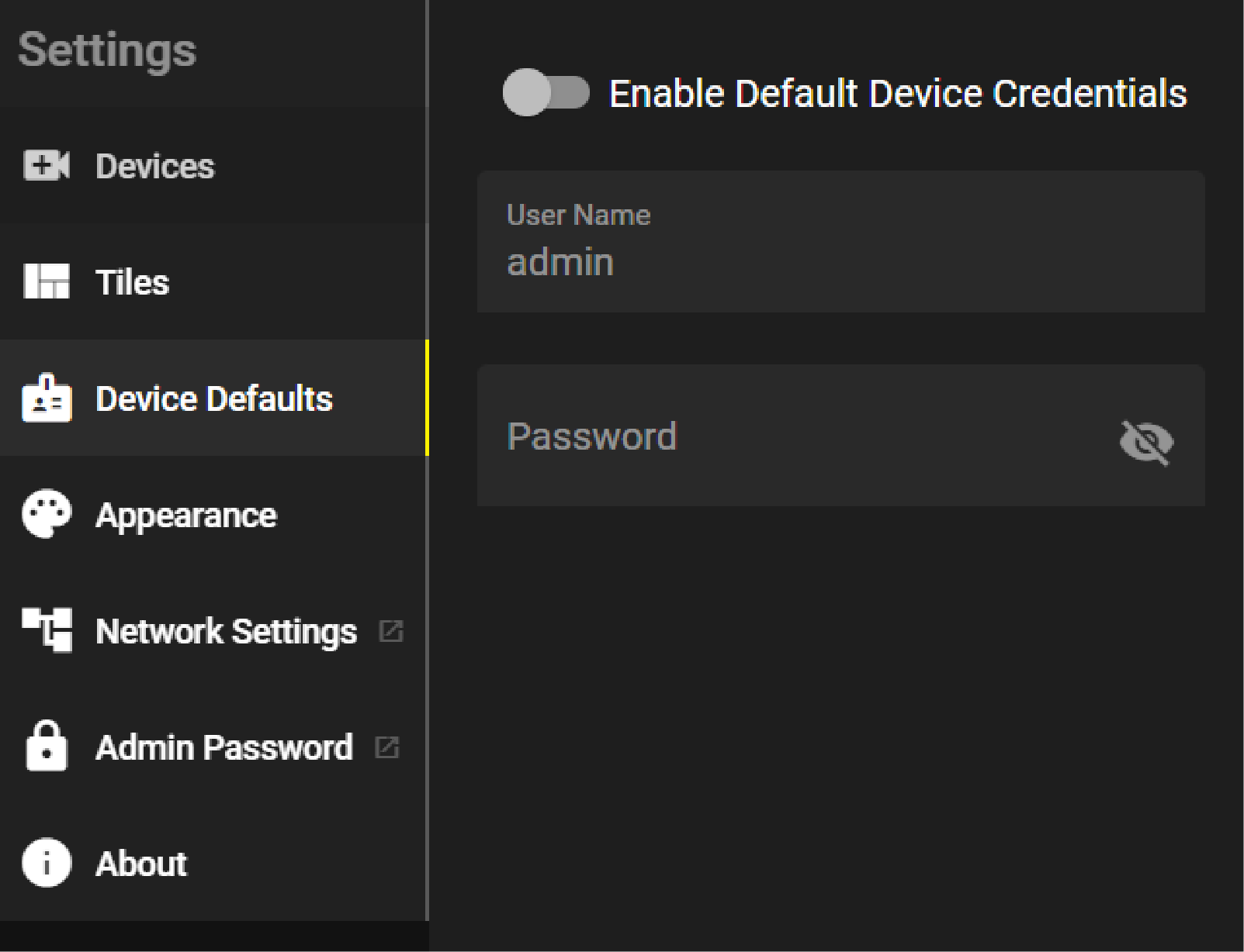 Device Defaults